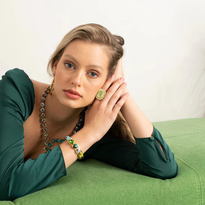Tova Bracelet Keira Bluegreen Cuff Multi Color Swarovski Crystals I European Accent