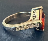 STERLING SILVER RED DIAMOND SHAPE RING – European Accent
