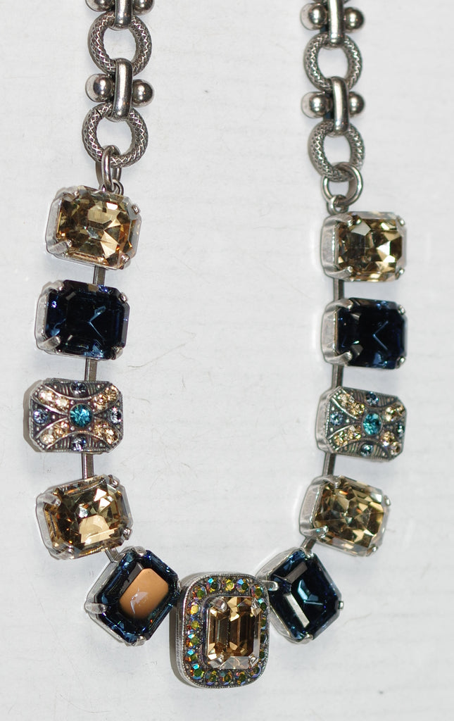 MARIANA NECKLACE FAIRYTALE: blue, amber, teal, a/b stones in silver se ...